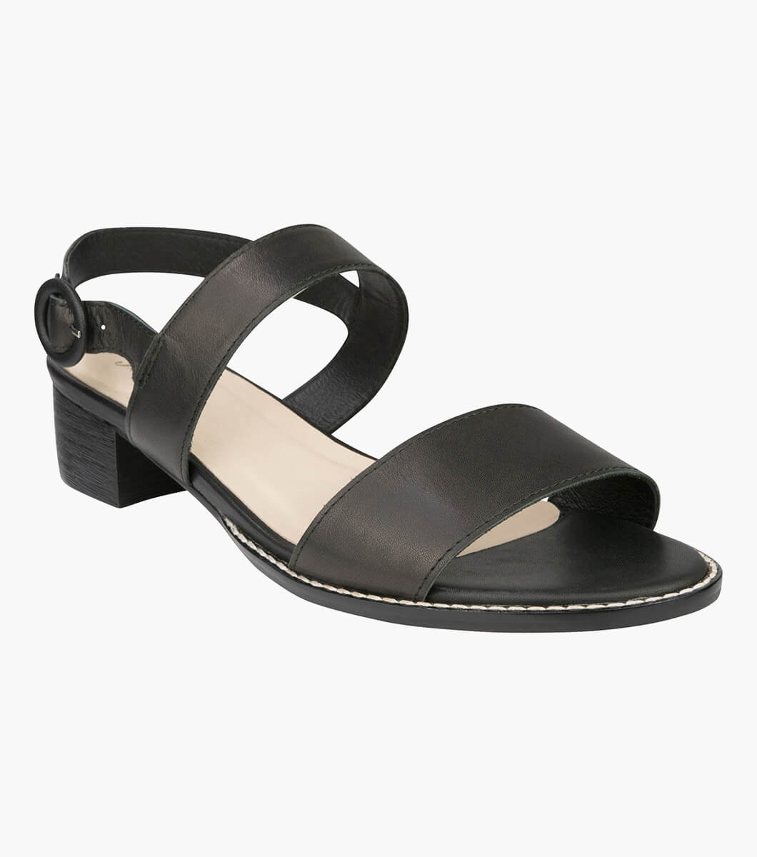 Women’s Flats | BLACK Open Toe Slingback Sandal | Florsheim Michaela